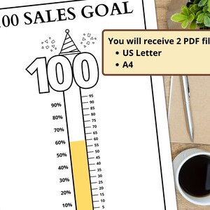 100 Sales Goal Tracker | Printable 100 Sales Coloring Goal Tracker ...