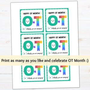 Occupational Therapy Month Printable Gift Tags | Happy OT Month Favor ...