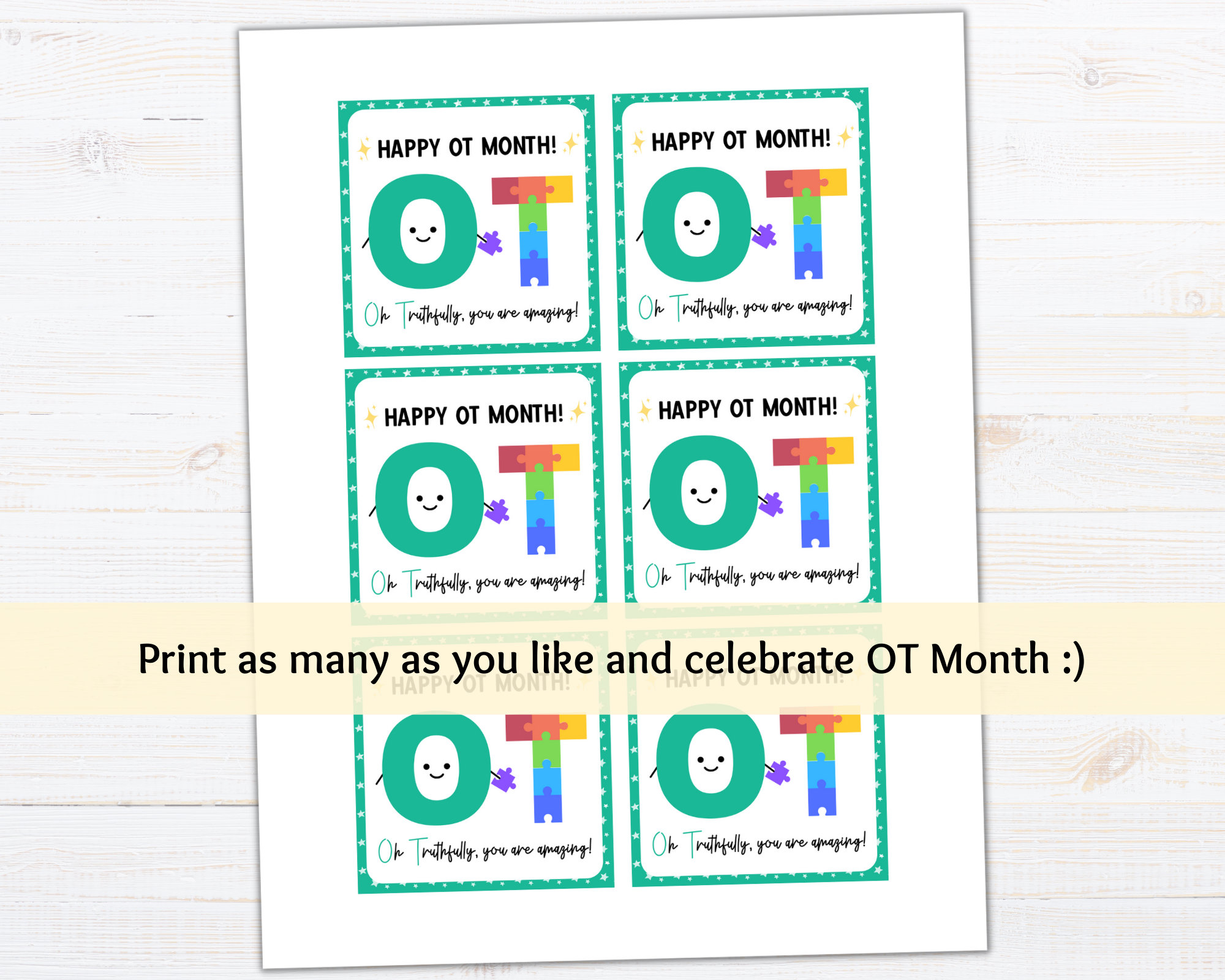 Occupational Therapy Month Printable Gift Tags | Happy OT Month Favor ...