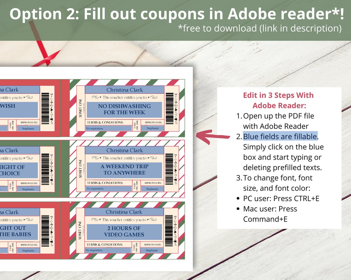 EDITABLE Christmas Coupon Book Christmas Coupon Template Printable ...