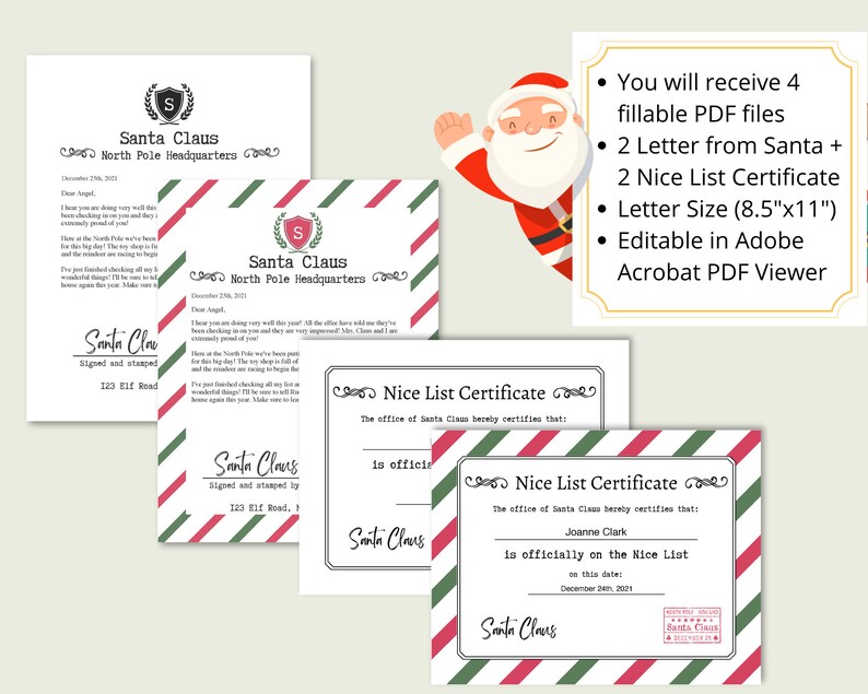 Editable Letter From Santa | Editable Nice List Certificate | Letter ...