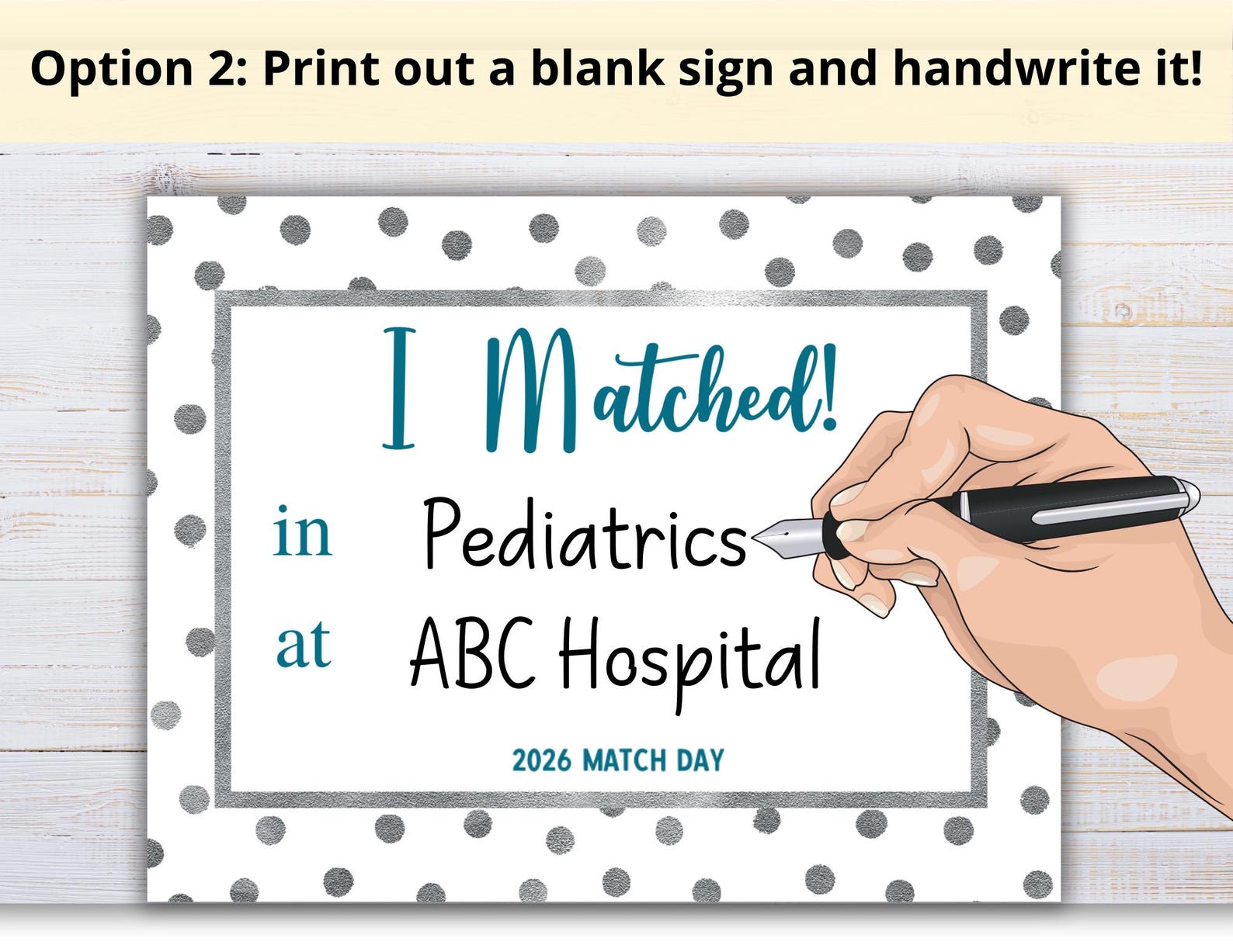 Editable Residency Match Day Sign 2026 | Printable Silver I MATCHED ...