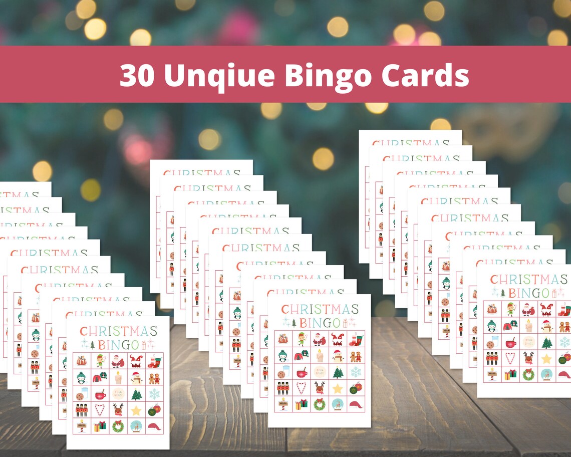 Christmas Bingo Printable 30 Printable Bingo Cards Christmas Party Game ...