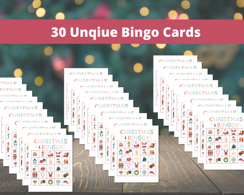 Christmas Bingo Printable | 30 Printable Bingo Cards | Christmas Party ...