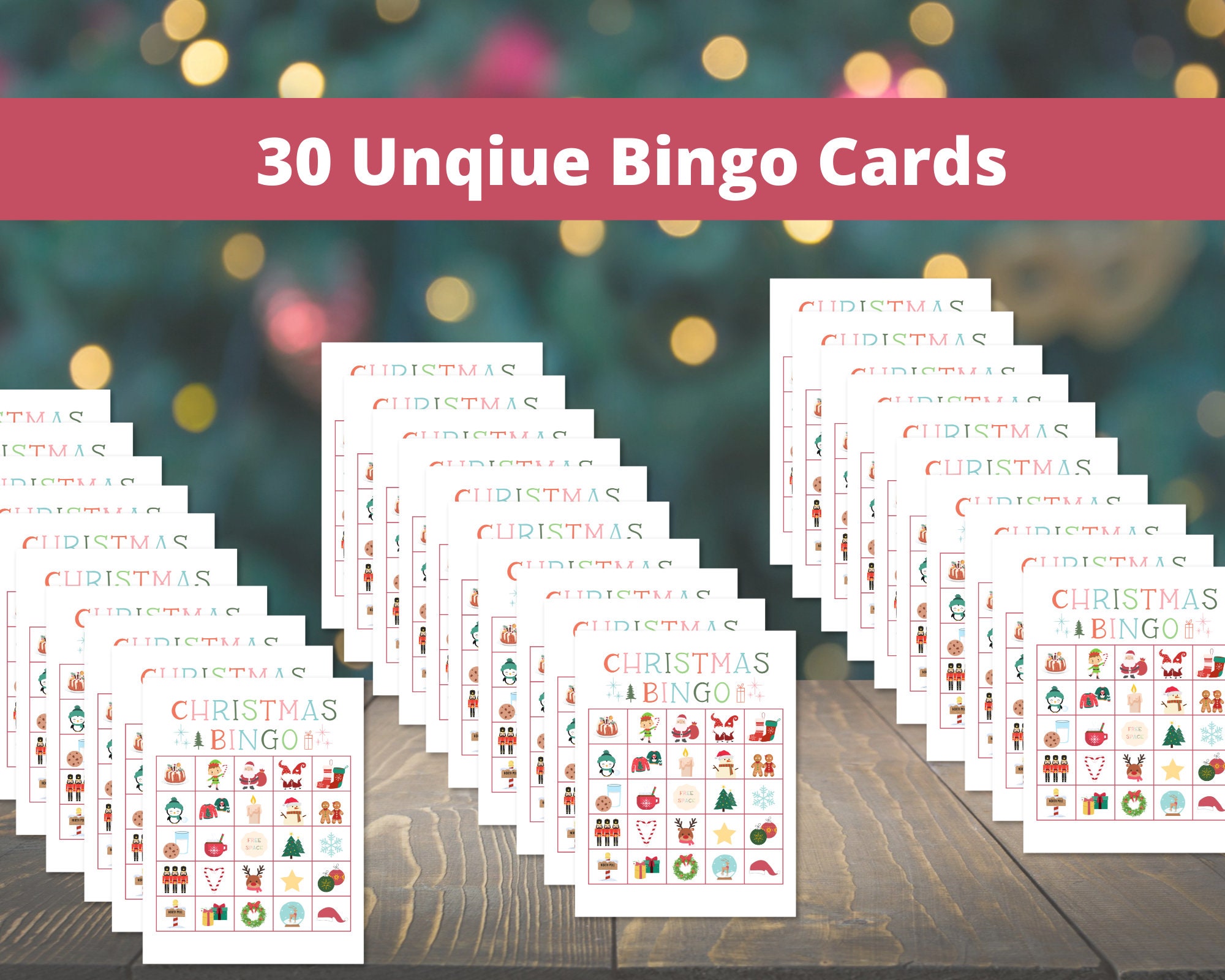 Christmas Bingo Printable | 30 Printable Bingo Cards | Christmas Party ...