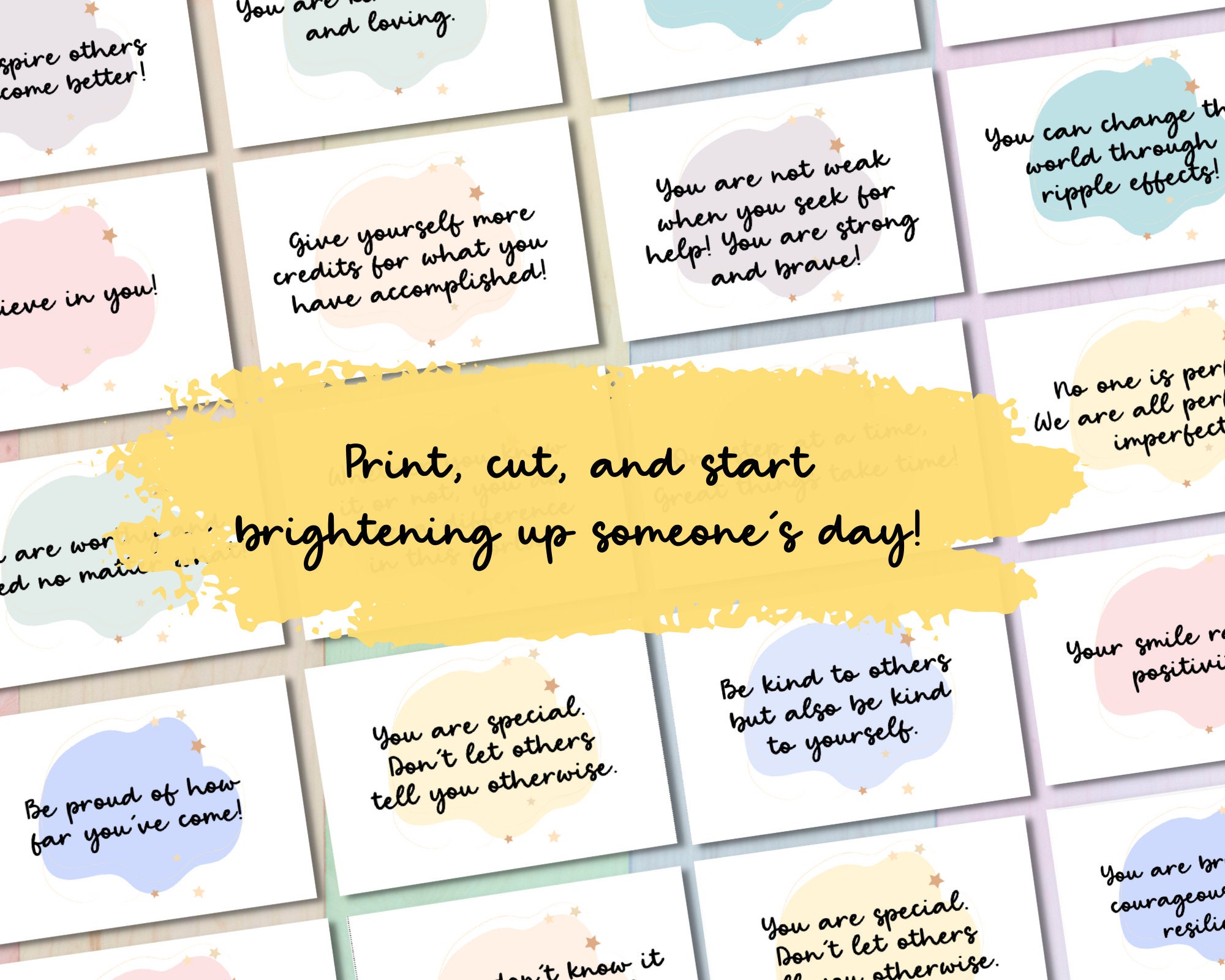 Kindness Cards | Printable Positive Affirmation Note Cards | Words of ...