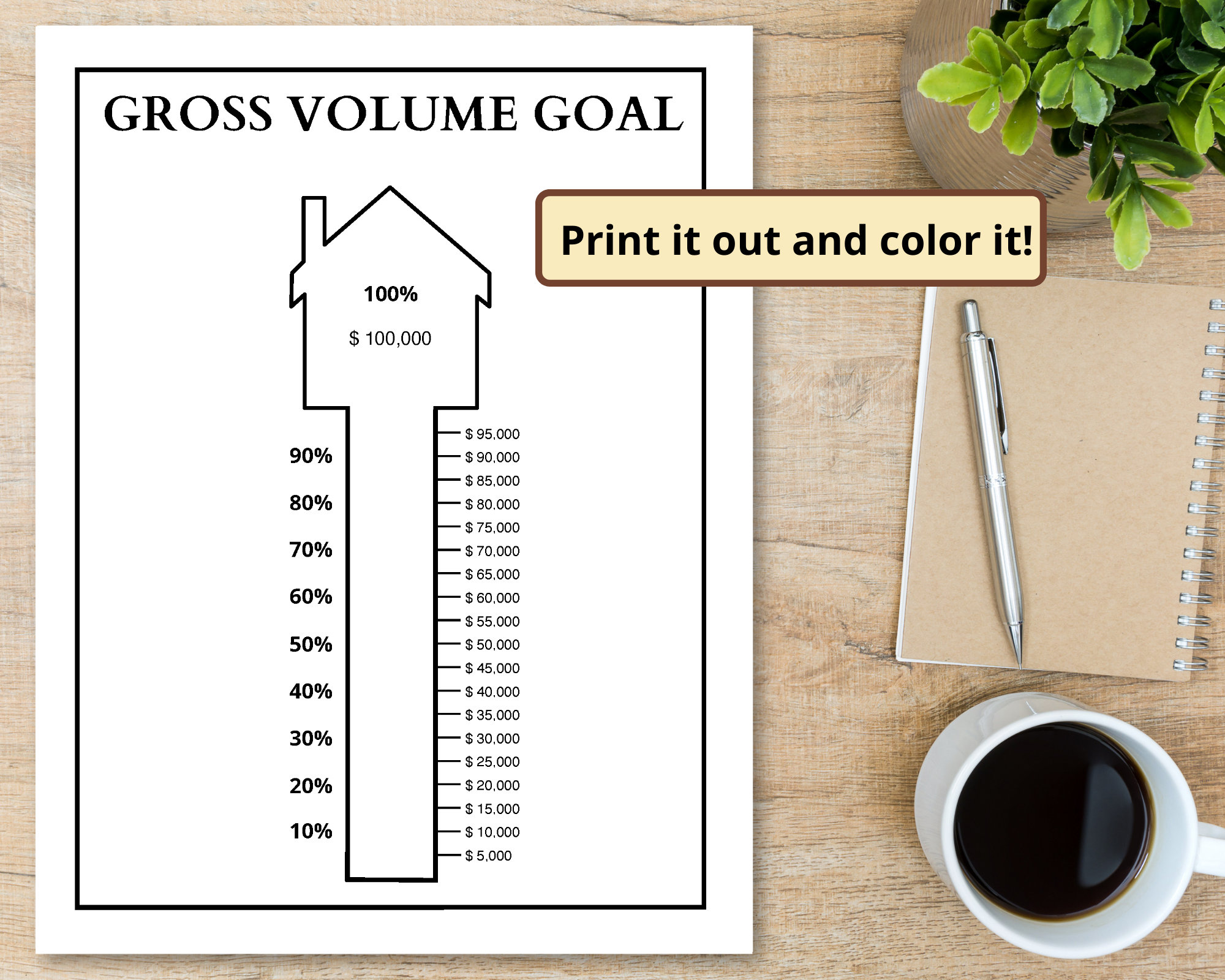 Gross Volume Goal Tracker Printable | Sales Volume Goal Tracker | Gross ...