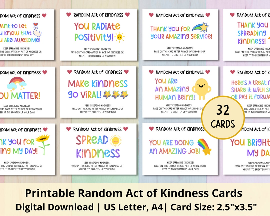 Random Act of Kindness Cards | Printable Act of Kindness Cards | Pay It ...