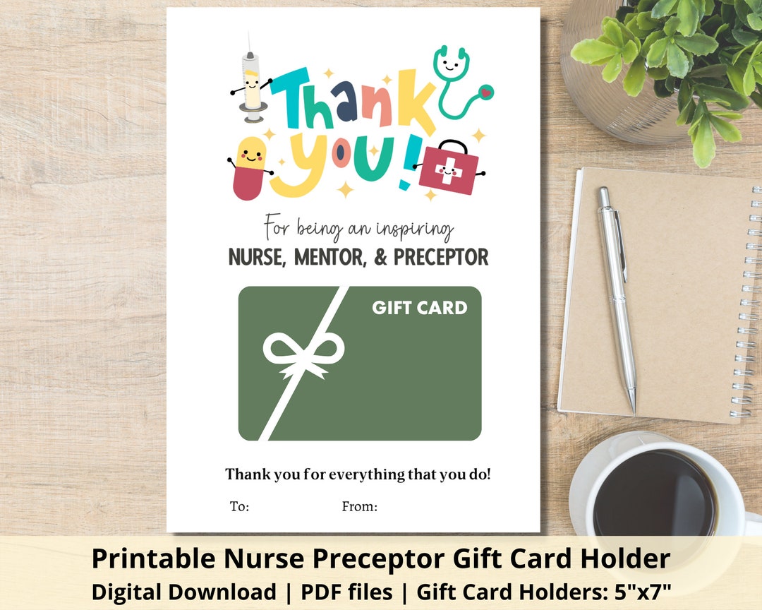 Nurse Preceptor Gift Card Holder | Printable Nurse Preceptor Gift Card ...