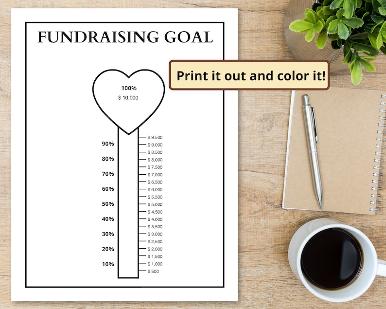 Fundraising Goal Tracker Printable | Donation Goal Tracker | Fillable ...