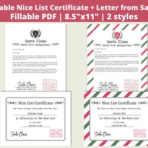 Editable Letter From Santa | Editable Nice List Certificate | Letter ...
