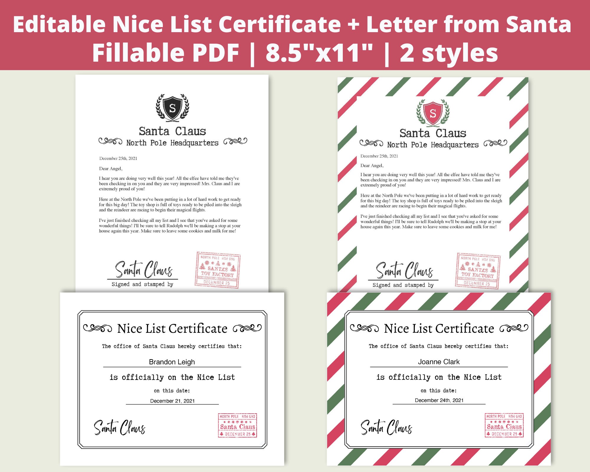Editable Letter From Santa | Editable Nice List Certificate | Letter ...