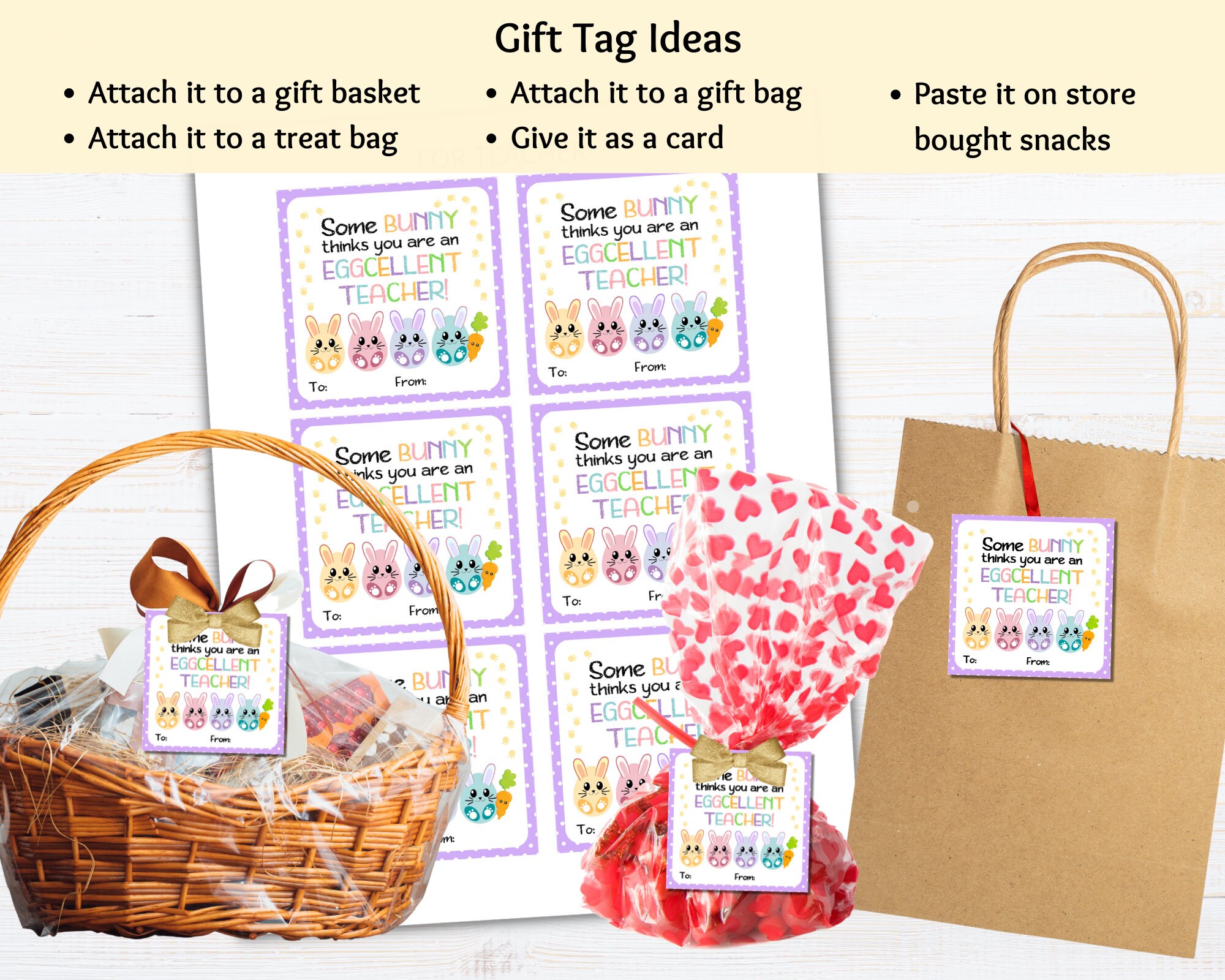 Easter Gift Tag for Teacher Printable Easter Bunny Teacher Gift Tag ...