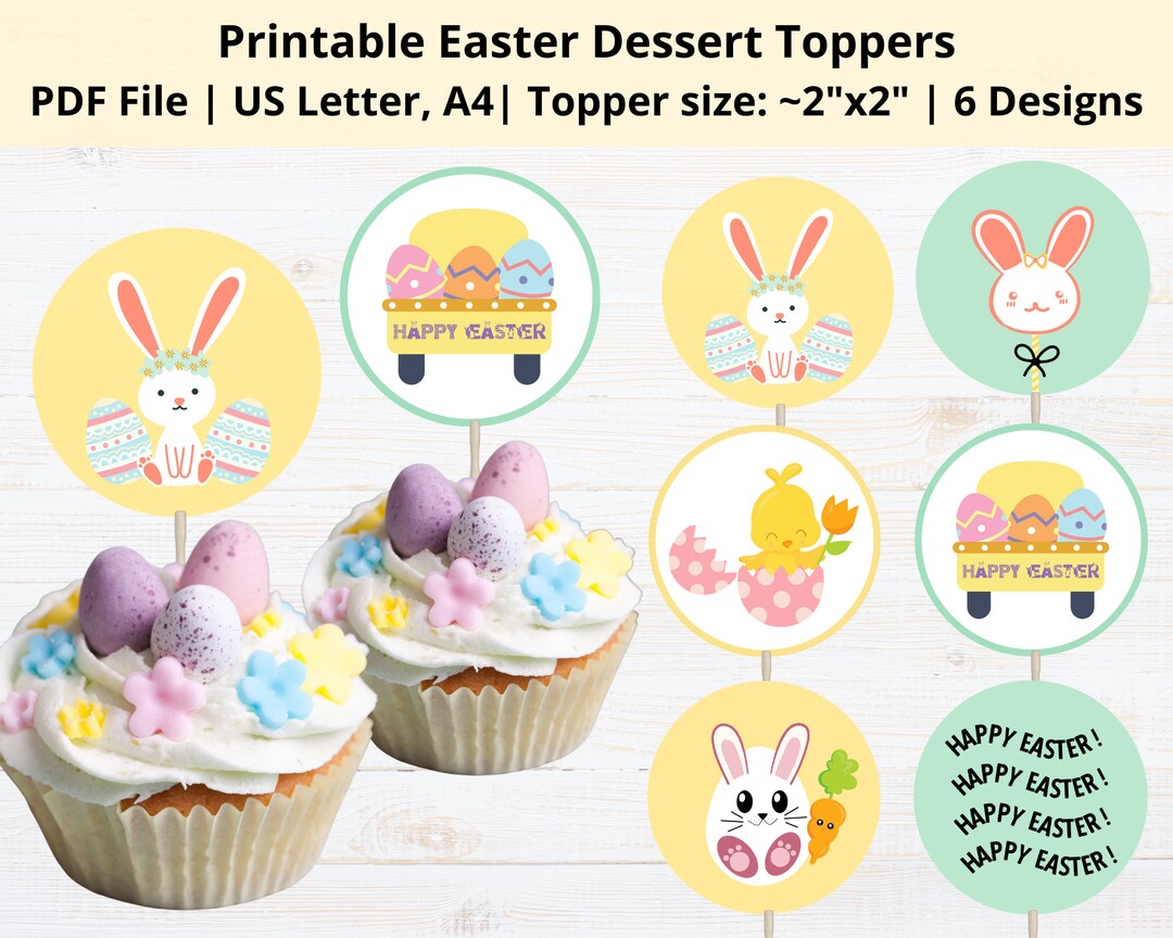 Printable Easter Cupcake Toppers | Easter Dessert Toppers | Easter ...