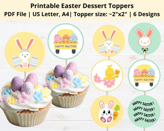 Printable Easter Cupcake Toppers Easter Dessert Toppers | Etsy