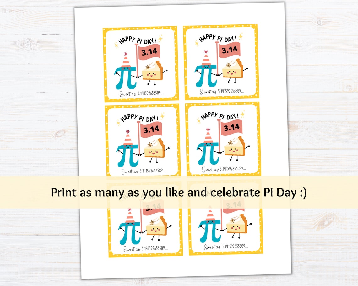Printable Pi Day Gift Tags Pi Day Treat Tags Pi Day Snack Tags Pi Day ...