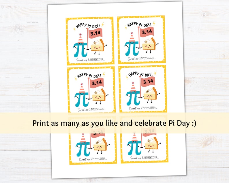 Printable Pi Day Gift Tags | Pi Day Treat Tags | Pi Day Snack Tags | Pi ...