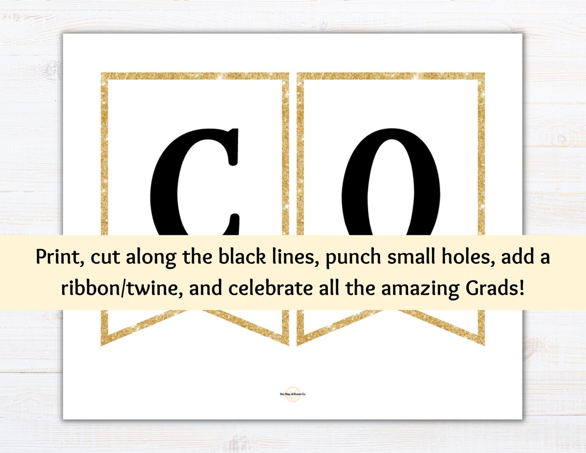 Congrats Grad Banner | Printable Congrats Banner | Blue Gold Graduation ...