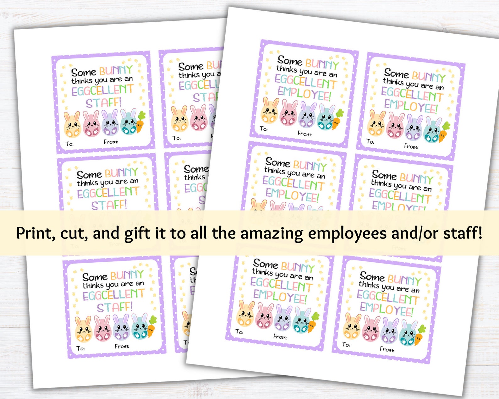 Easter Gift Tag for Employee and Staff | Printable Easter Bunny ...