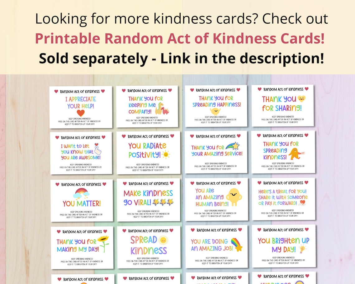 Kindness Cards Printable Positive Affirmation Note Cards - Etsy