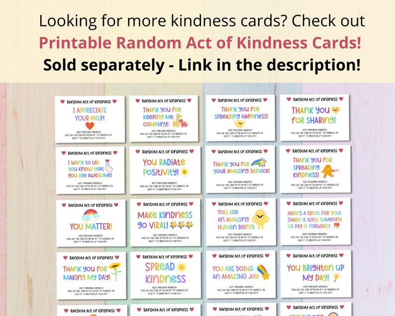 Kindness Cards Printable Positive Affirmation Note Cards - Etsy