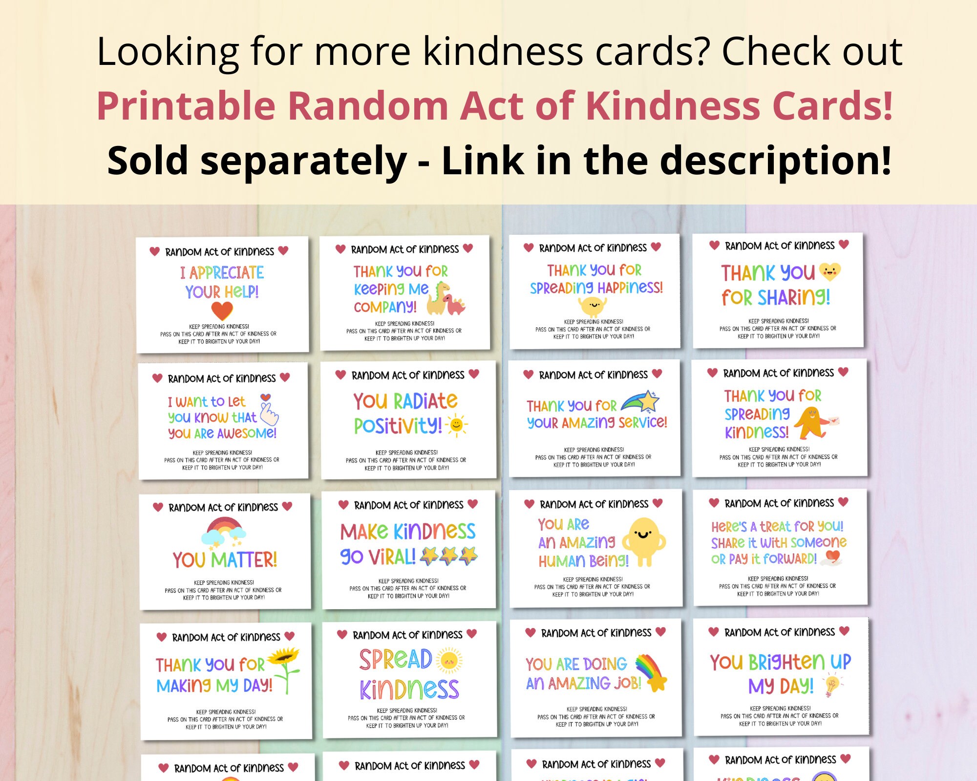 Kindness Cards Printable Positive Affirmation Note Cards | Etsy UK