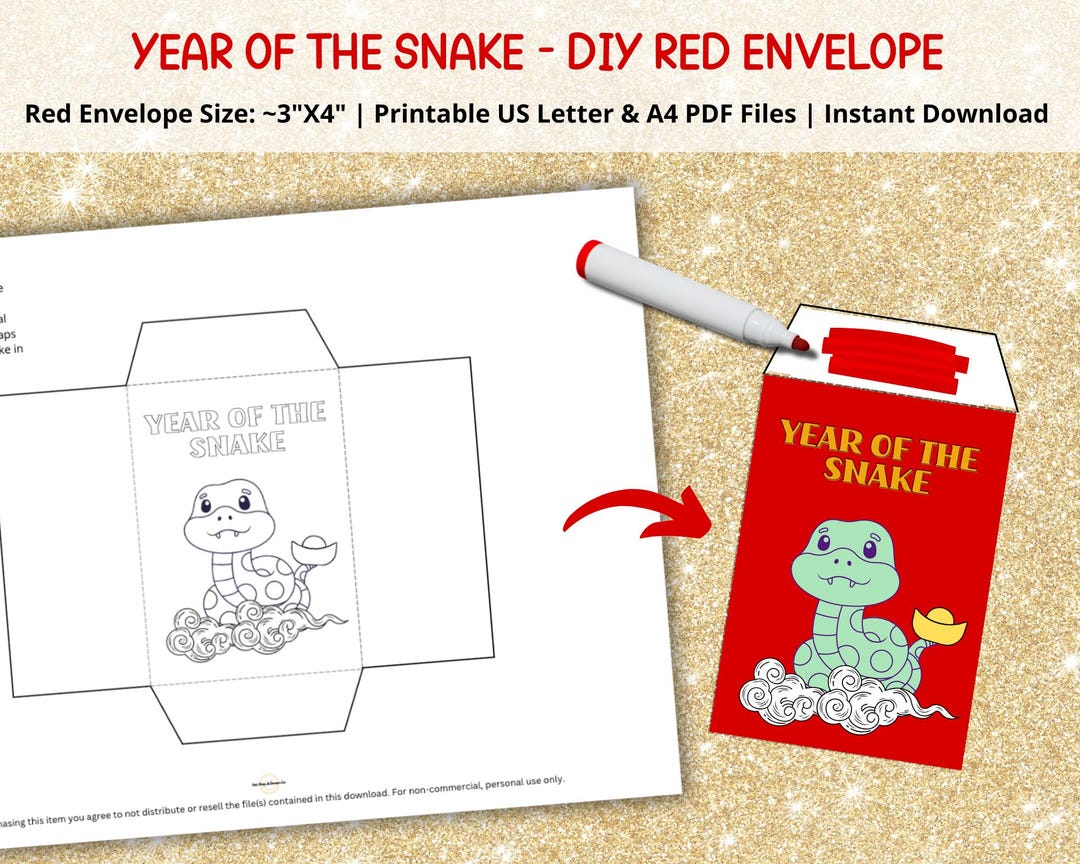 2025 Printable Lunar New Year DIY Red Envelope | Year of the Snake ...