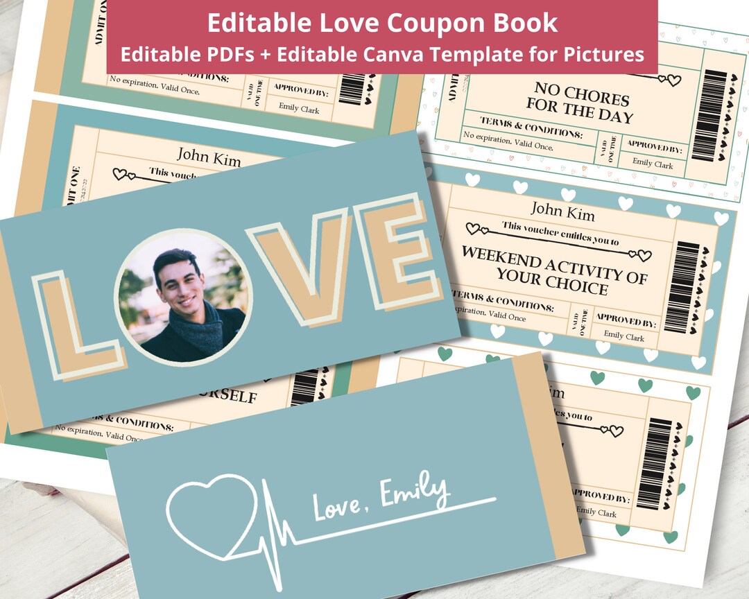 EDITABLE Love Coupon Book | Printable Coupons for Him | for Her ...