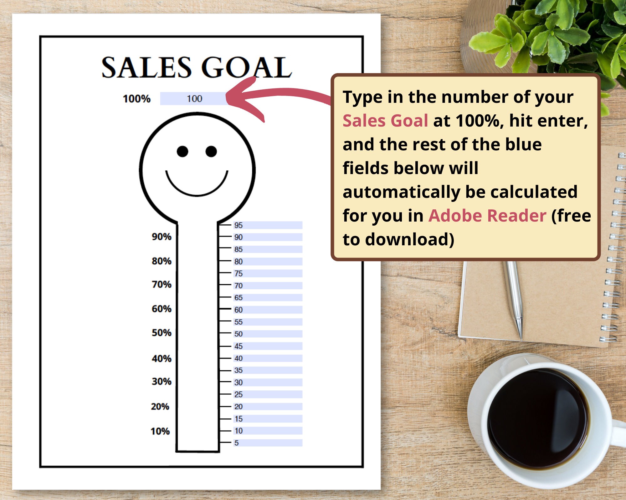 Revenue Goal Tracker Printable | Sales Goal Tracker | Fillable ...