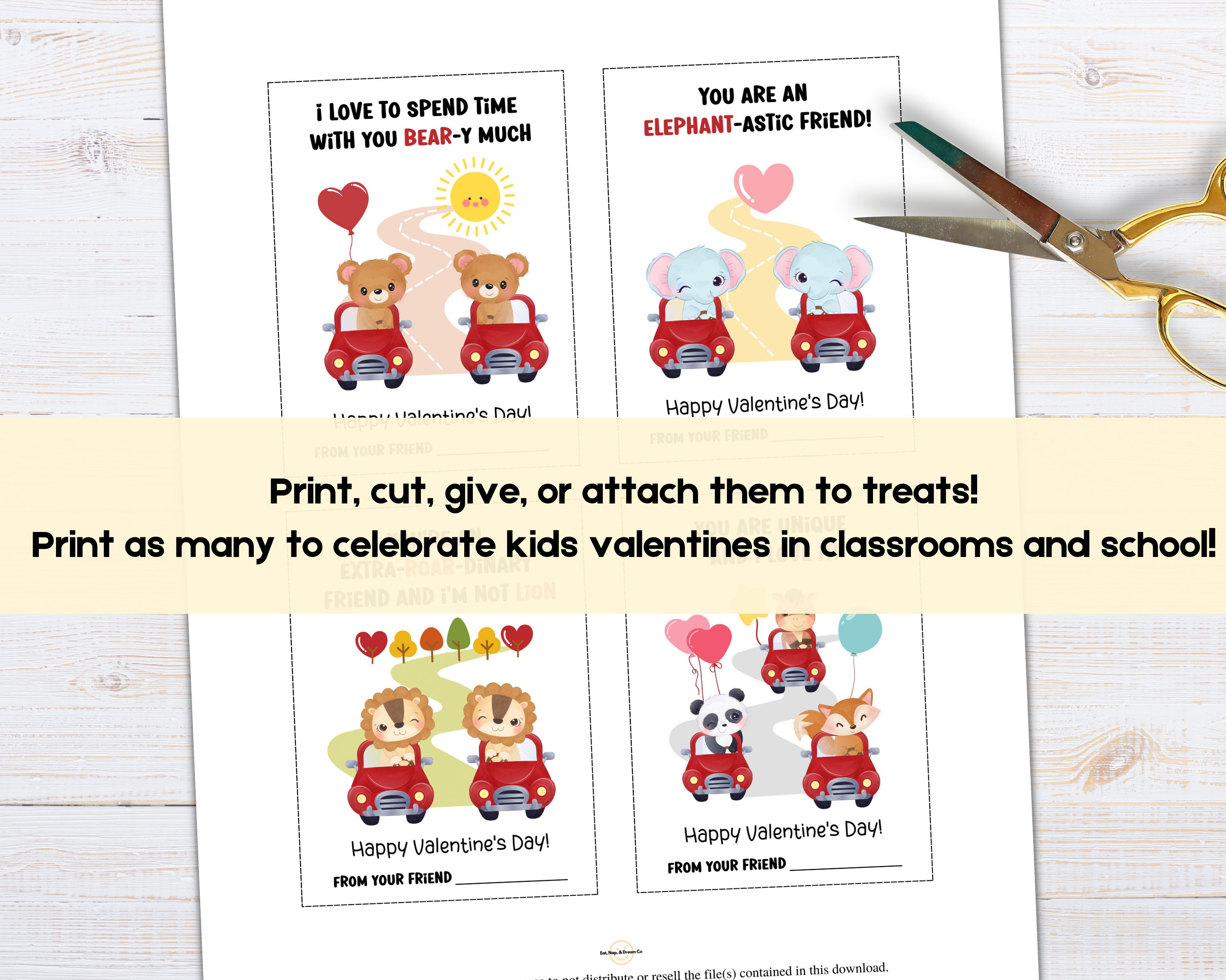 Printable Kids Animals Valentines Cards Gift Tags Zoo and Farm Animals ...