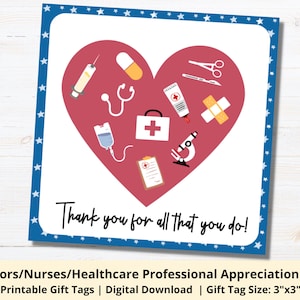 Doctors and Nurses Appreciation Gift Tags | Printable Healthcare ...