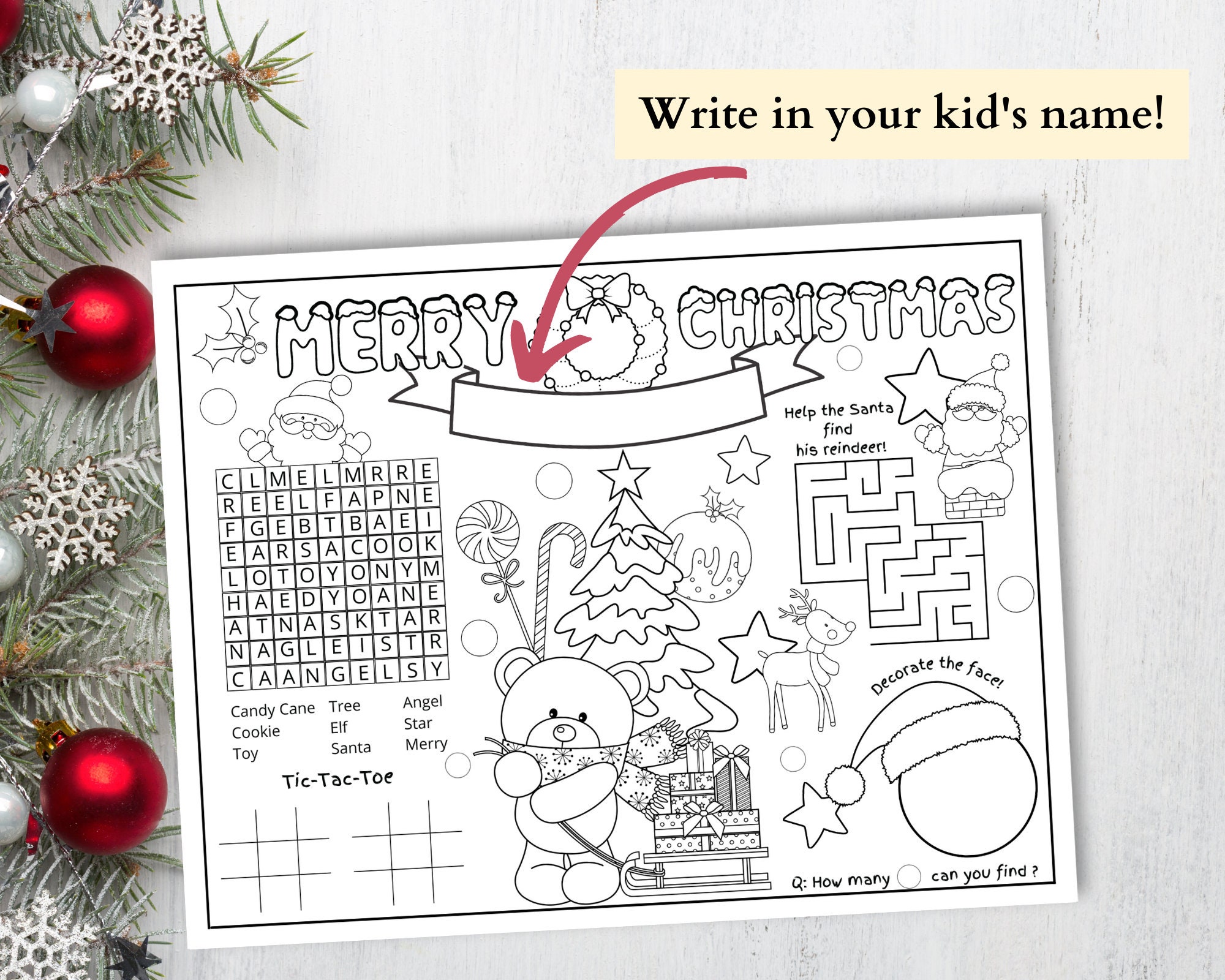 BUNDLE Christmas Placemats Printable Christmas Coloring Placemats ...