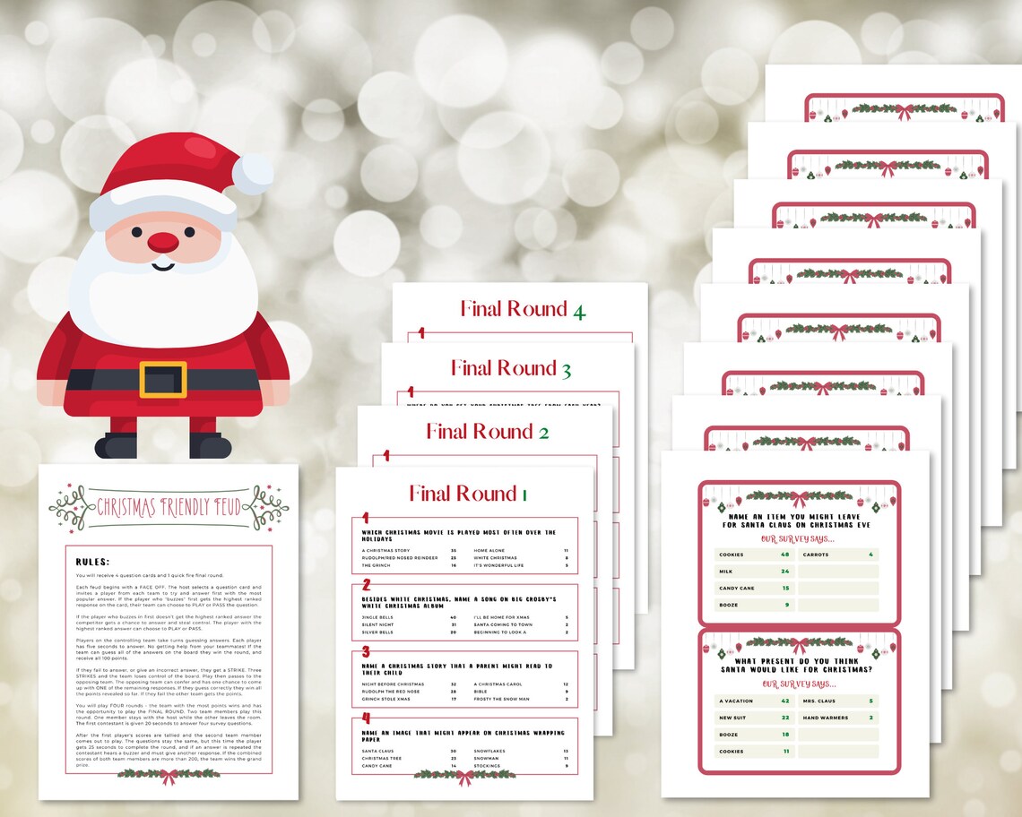 Christmas Friendly Feud Holiday Family Feud Printable Christmas Party ...