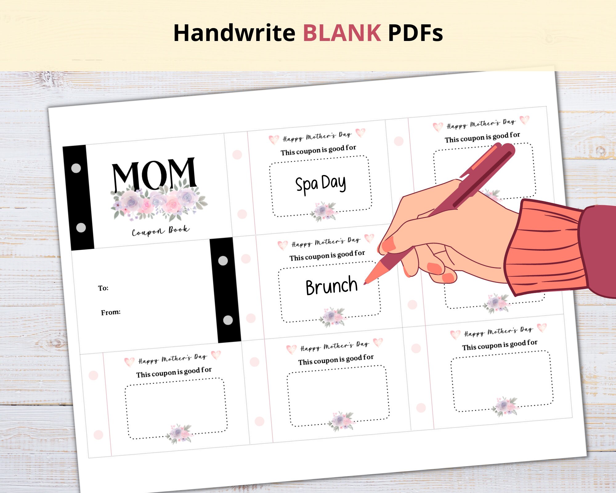 Printable Mother's Day Coupon Book Editable Mom's Coupon Book ...