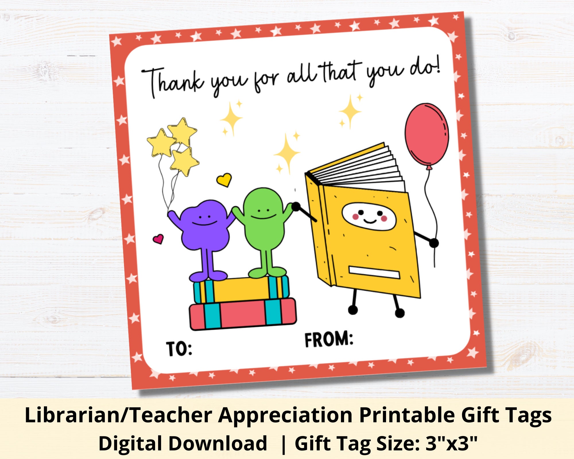 Printable Librarian Teacher Appreciation Gift Tags Teacher Appreciation ...