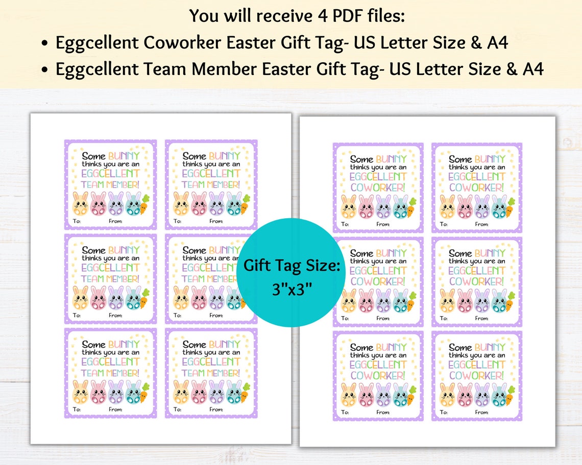 Easter Gift Tag for Coworker and Team Member Printable Easter Bunny ...