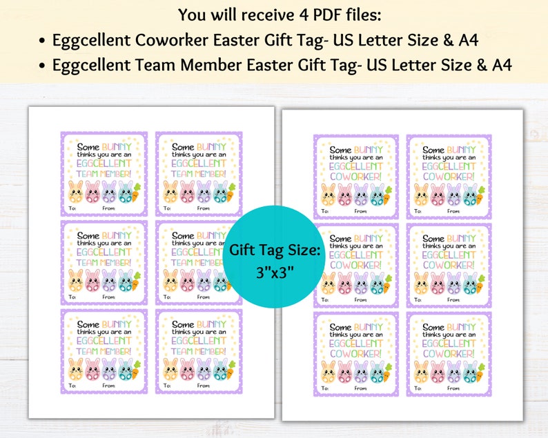 Easter Gift Tag for Coworker and Team Member Printable Easter Bunny ...