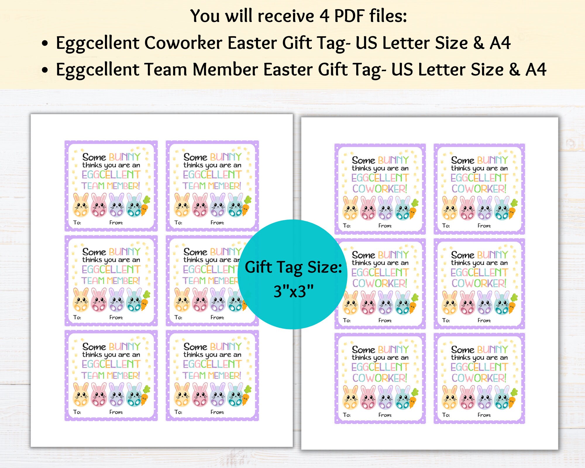 Easter Gift Tag for Coworker and Team Member Printable Easter Bunny ...
