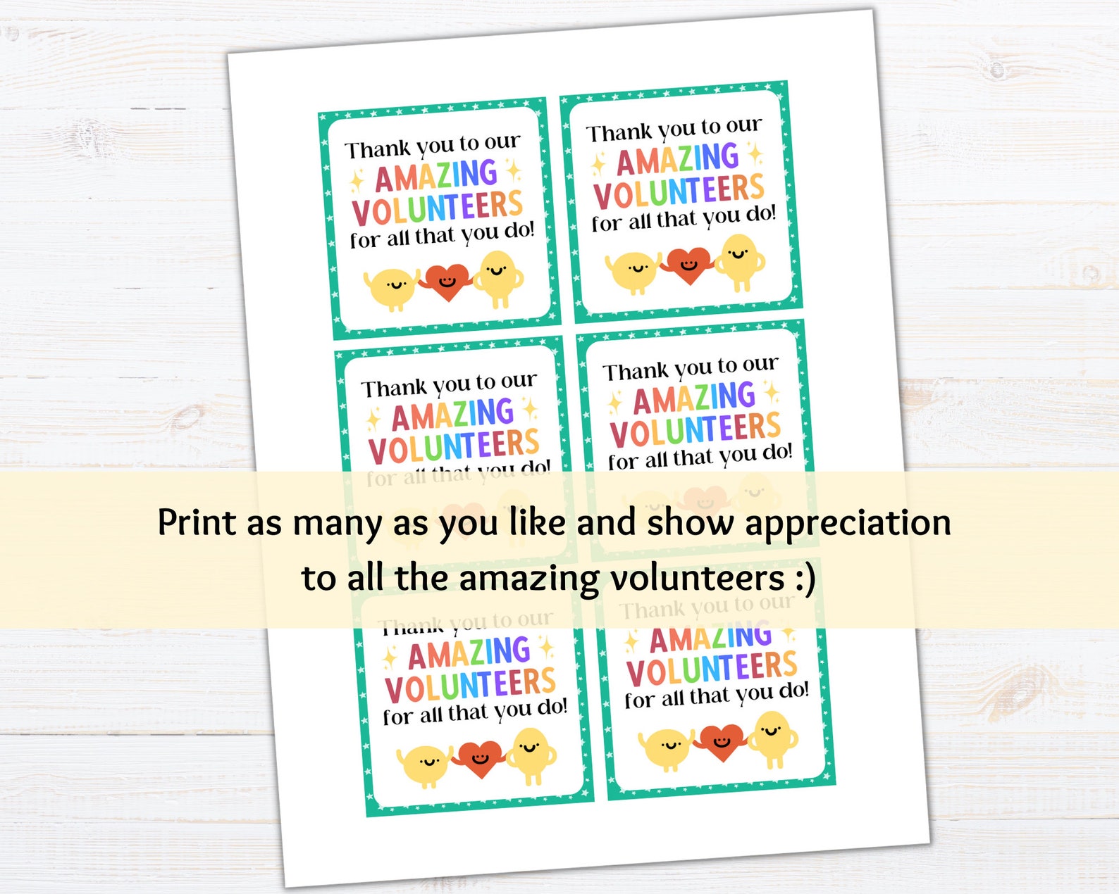 Volunteer Appreciation Gift Tags Printable Volunteer Gift - Etsy