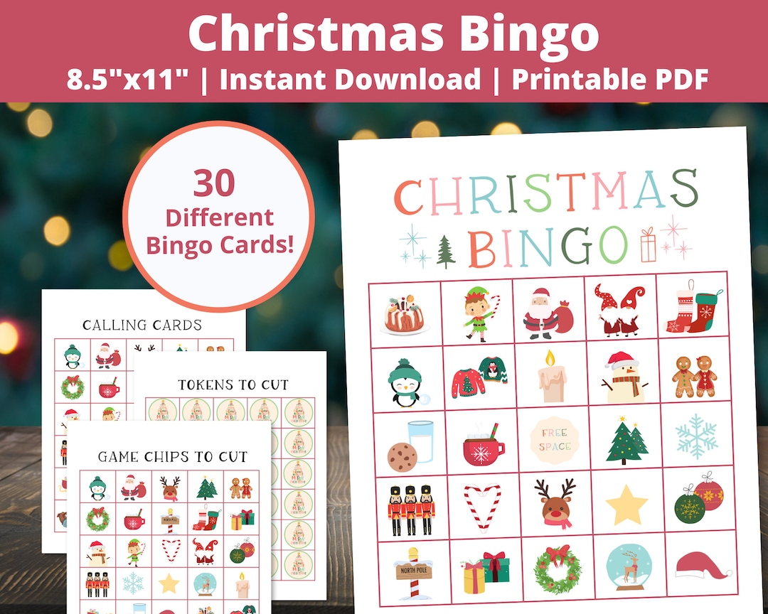 Christmas Bingo Printable | 30 Printable Bingo Cards | Christmas Party ...