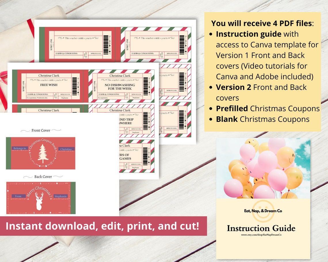 EDITABLE Christmas Coupon Book | Christmas Coupon Template | Printable ...