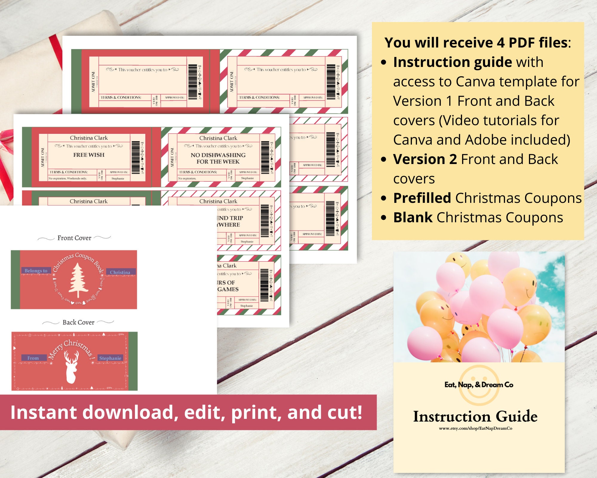 EDITABLE Christmas Coupon Book Christmas Coupon Template - Etsy