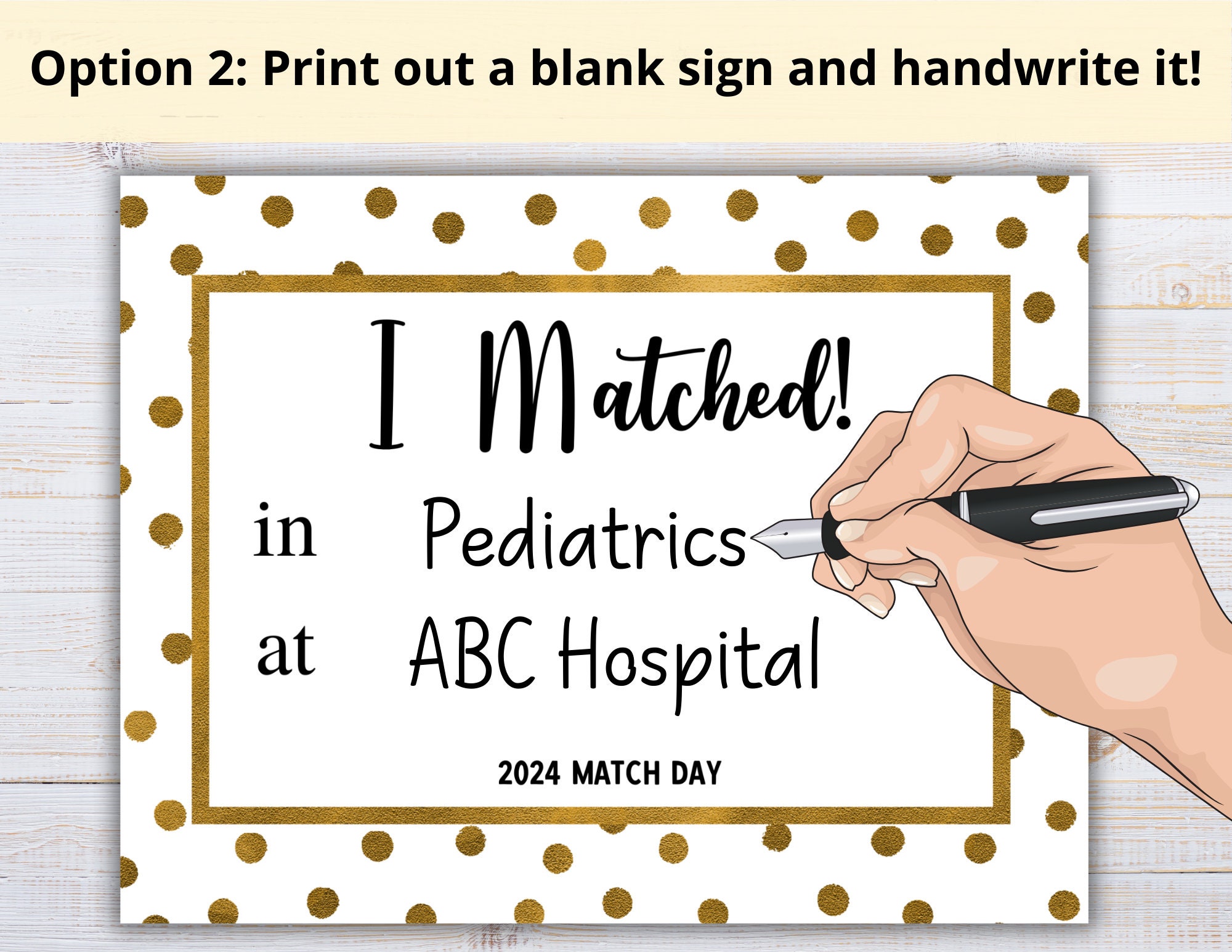 Editable Residency Match Day Sign 2024 Printable I MATCHED Gold Virtual ...