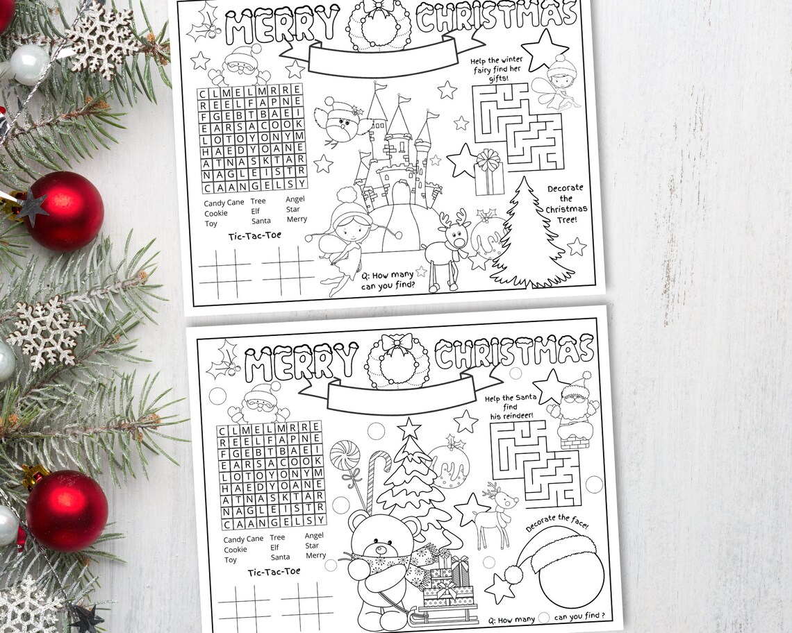 BUNDLE Christmas Placemats Printable Christmas Coloring Placemats ...