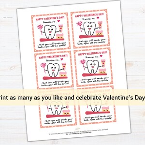 Printable Valentine's Dental Gift Tags | Printable Valentines Tooth ...