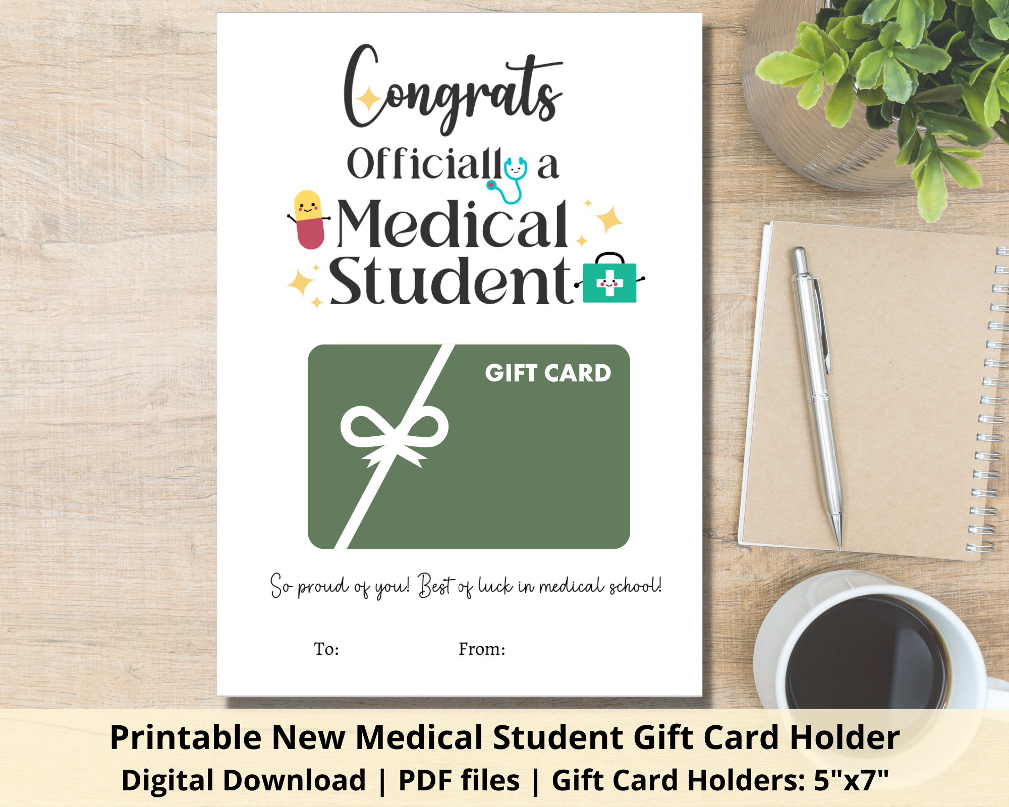Medical Student Gift Card Holder | Printable Congrats Medical Student ...
