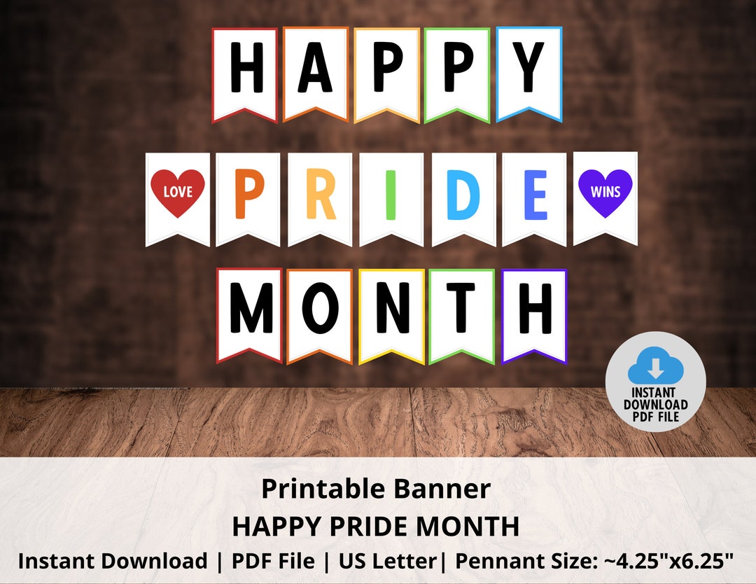 Printable Happy Pride Month Banner | Pride Month Decorations | Pride ...