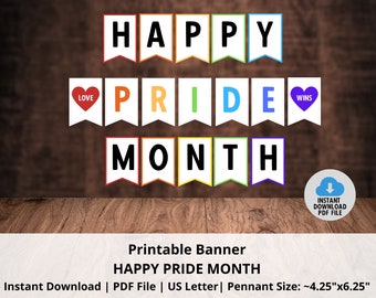 Happy Pride Month Banner Printable / LGBTQ Banner / LGBT Bunting ...