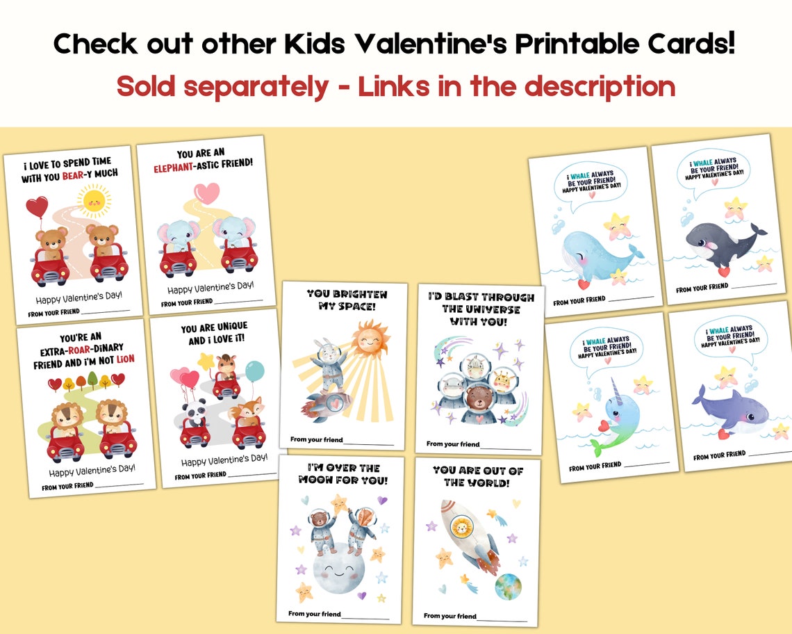 Printable Kids Animals Valentines Cards Gift Tags Zoo and Farm Animals ...