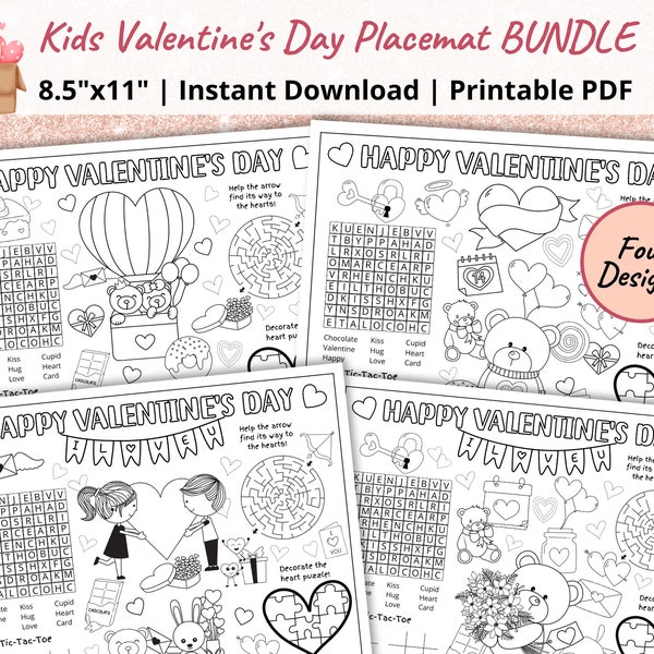 Valentines Activity Placemat - Etsy